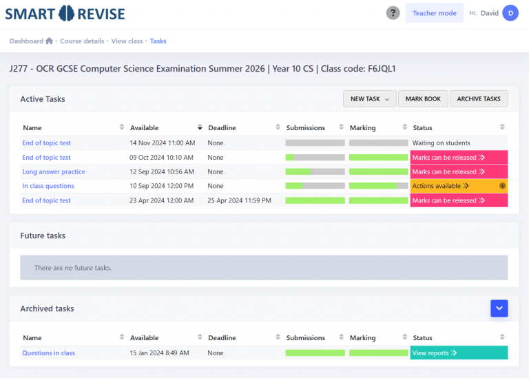 Task management update – Smart Revise